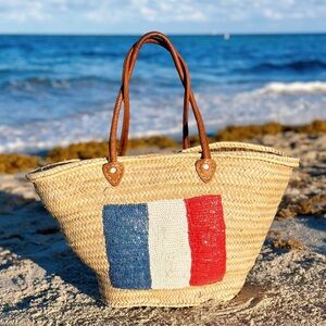 Bags | French Flag Natural Straw Beach Tote | Poshmark